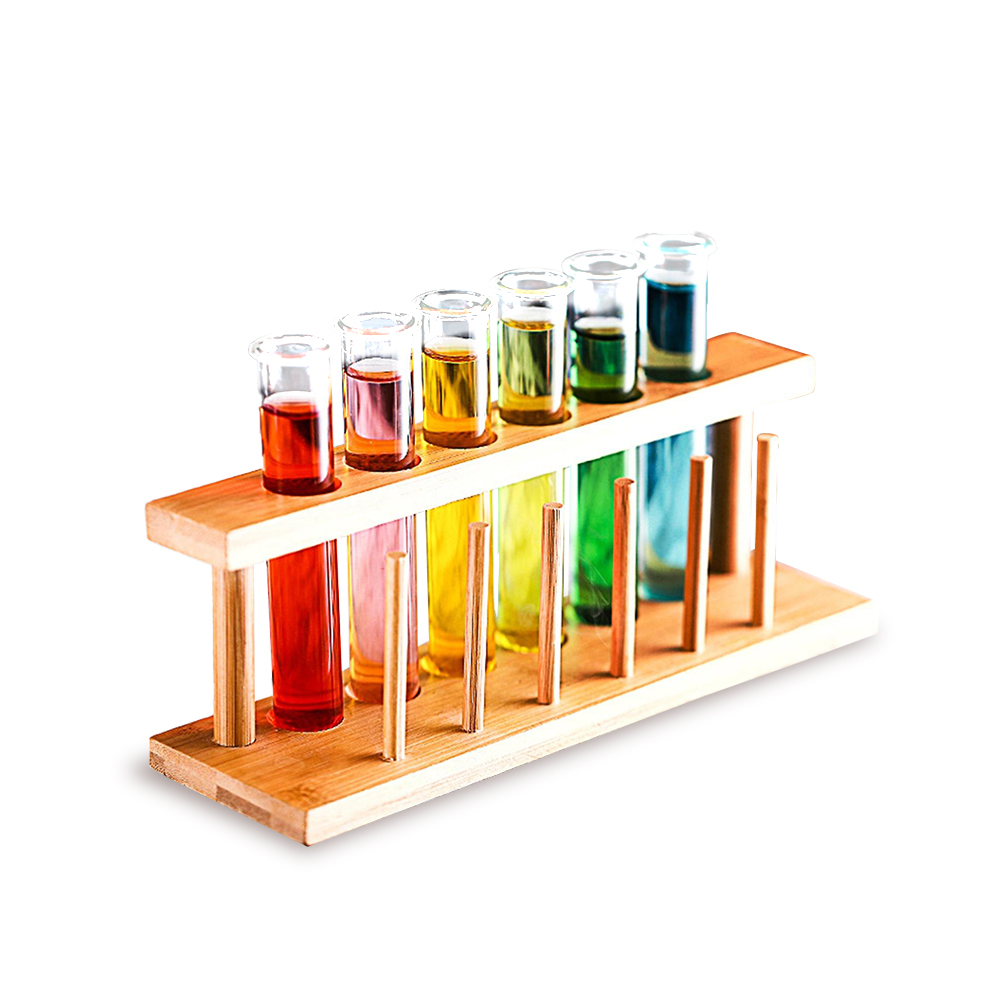 TEST TUBE SHOT GLASSES WITH WOODEN RACK - Gincident
